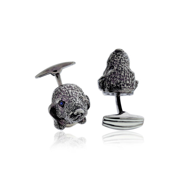 MCL Design Dog Cufflinks with White Enamel & Blue Sapphires – Matthew ...